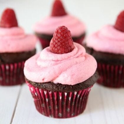 Dark Chocolate Cupcakes Recipe | Raspberry Frosting Recipe