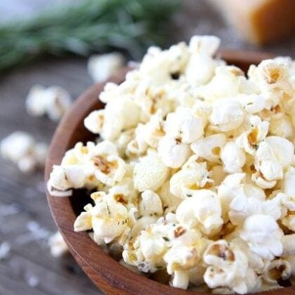 Garlic Rosemary Parmesan Popcorn