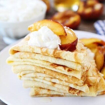 Crepes with Grilled Peaches & Cream | Grilled Peaches