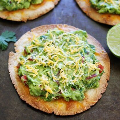 Cheesy Guacamole Tostada