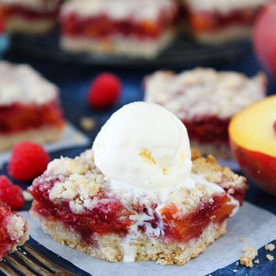 Peach Raspberry Crumb Bars - Two Peas & Their Pod