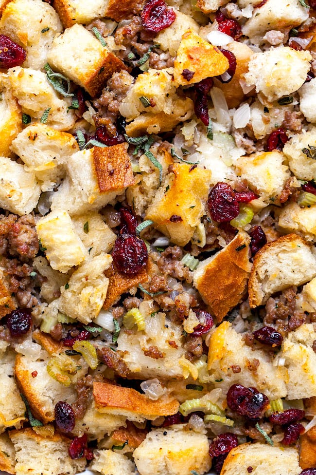 Sausage Stuffing {Thanksgiving Favorite} - Two Peas & Their Pod