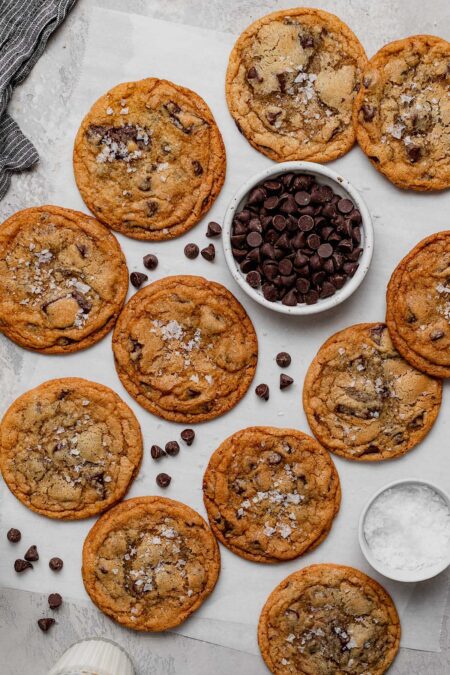 Salted Malted Crispy Chocolate Chip Cookies - Two Peas & Their Pod