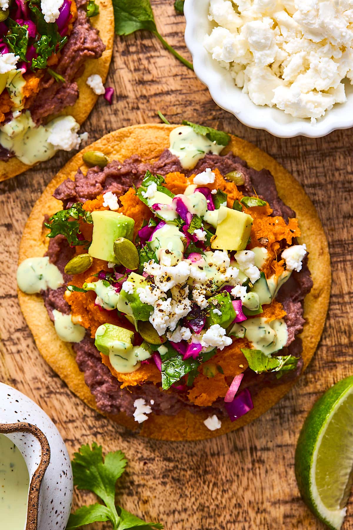 Sweet Potato Refried Bean Tostadas