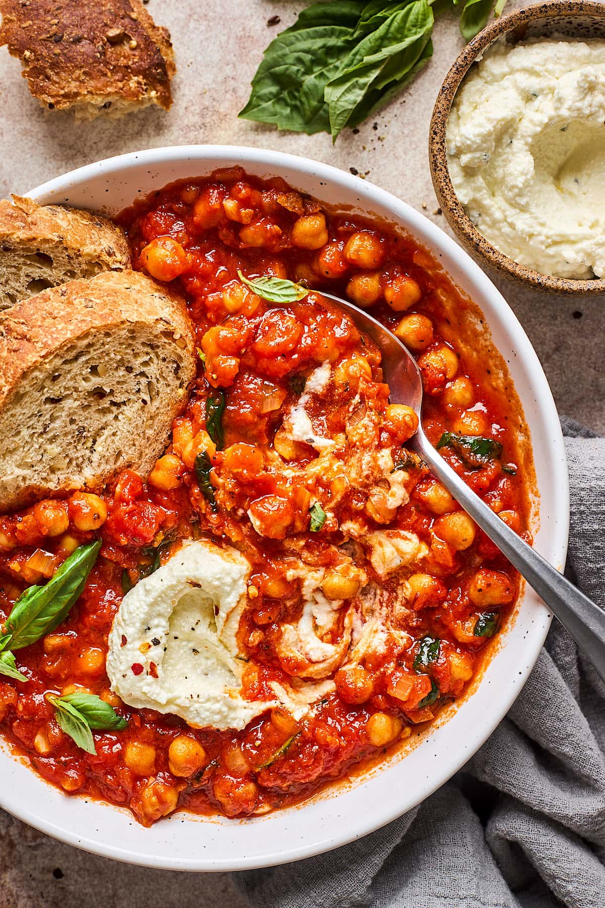 Skillet Chickpeas {Whipped Ricotta} - Two Peas & Their Pod