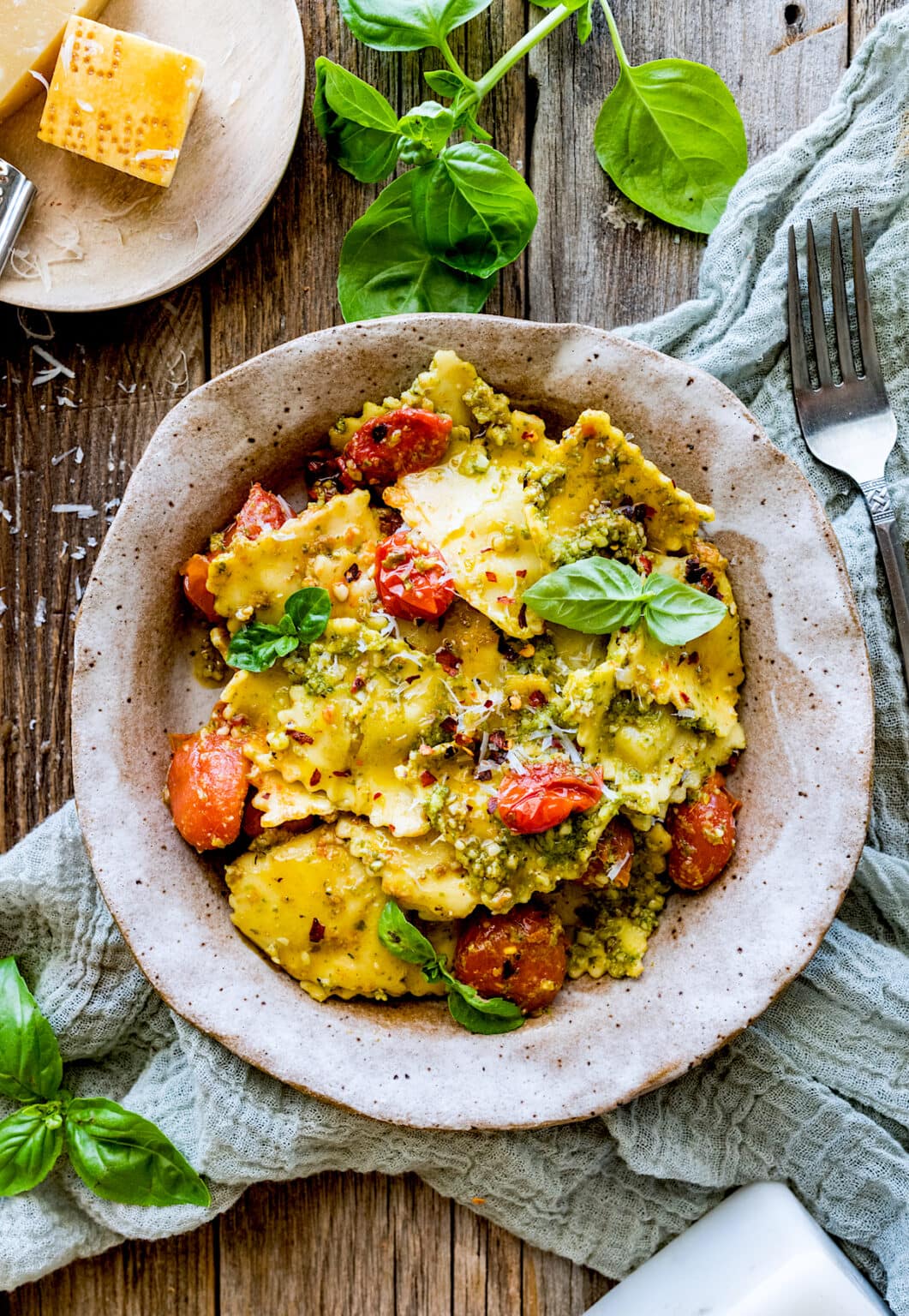 Pesto Ravioli {5-Ingredients} - Two Peas & Their Pod