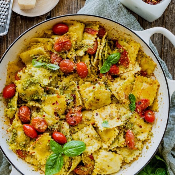 Pesto Ravioli {5-Ingredients} - Two Peas & Their Pod