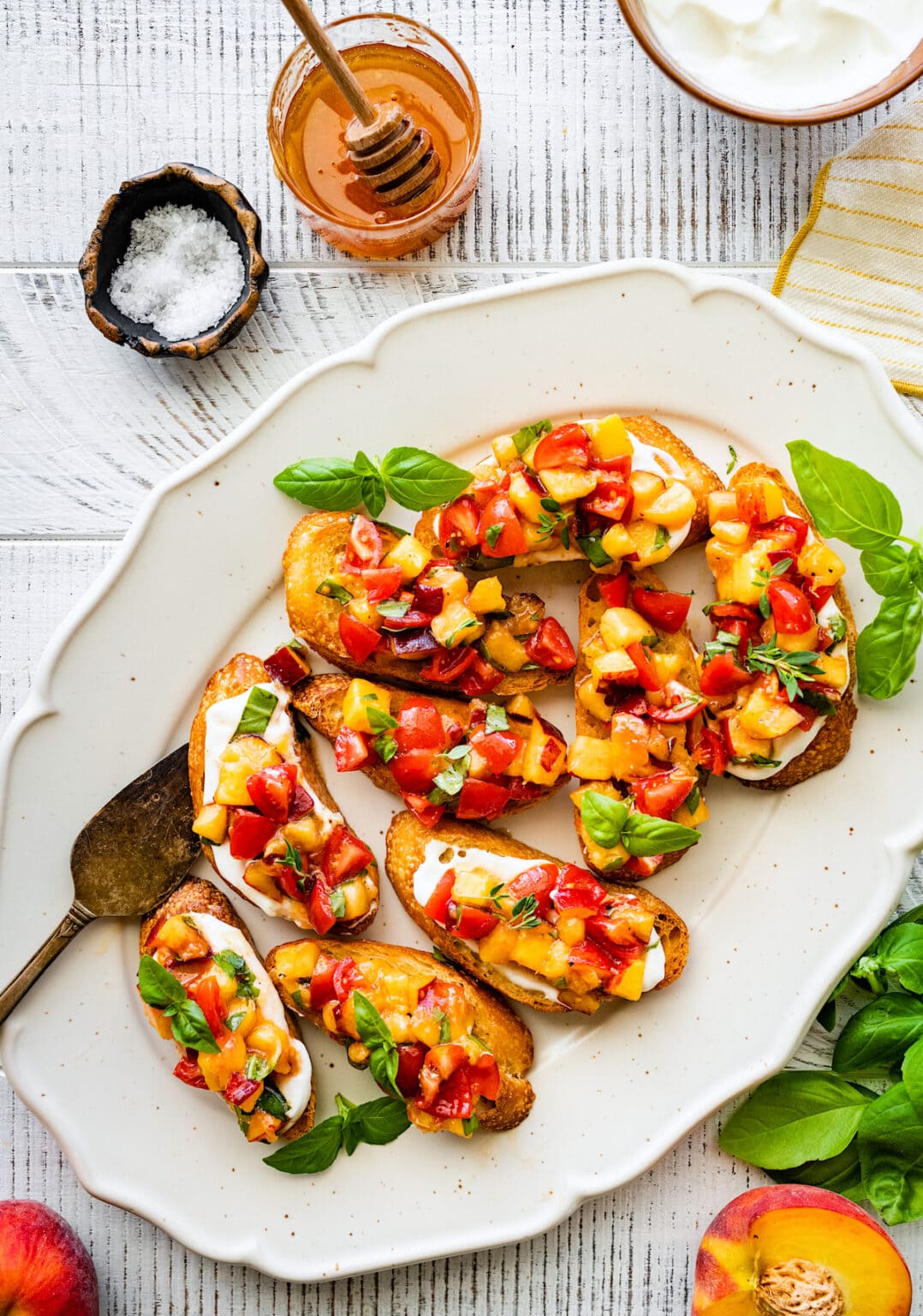 Peach Tomato Bruschetta