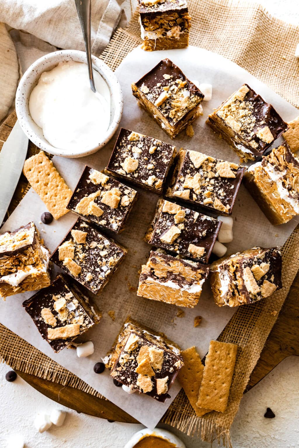 No Bake Peanut Butter S'mores Bars - Street Food Spectacle