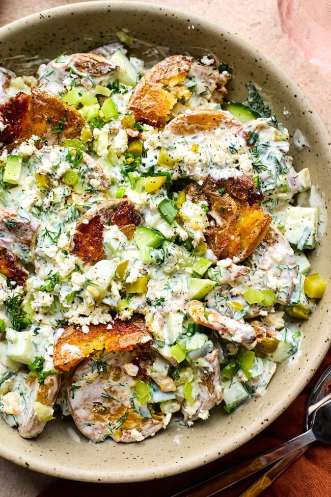 Crispy Smashed Potato Salad - Two Peas & Their Pod