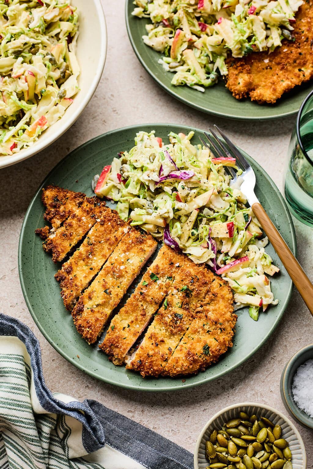 Crispy Chicken Cutlets with Apple Slaw