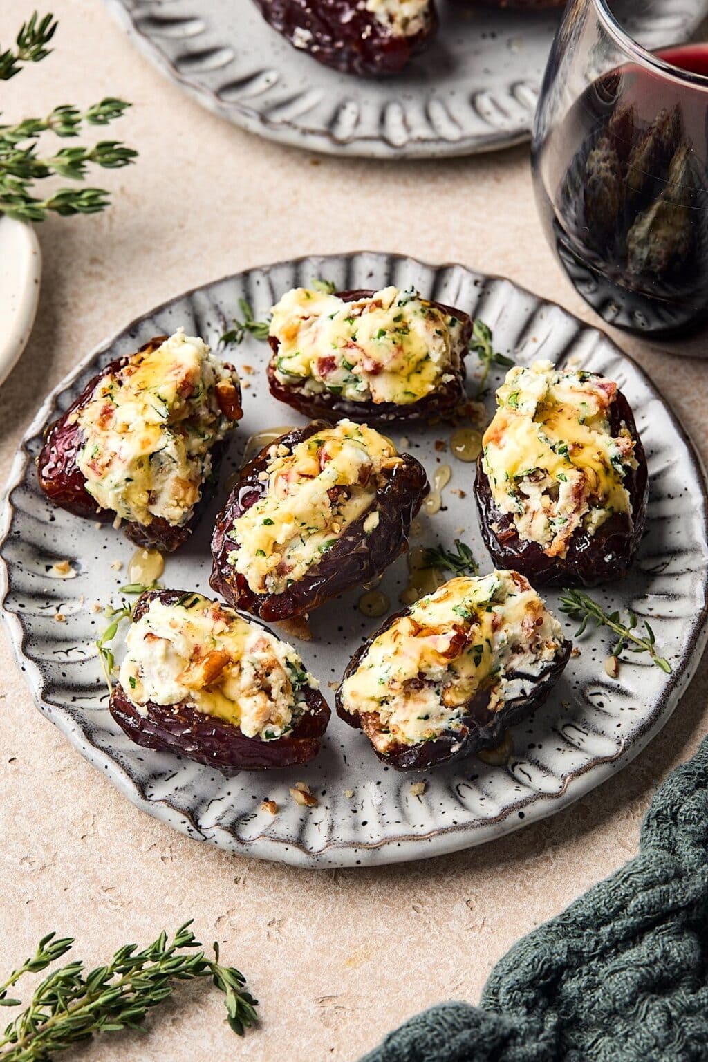 Stuffed Dates with Goat Cheese, Bacon, and Pecans